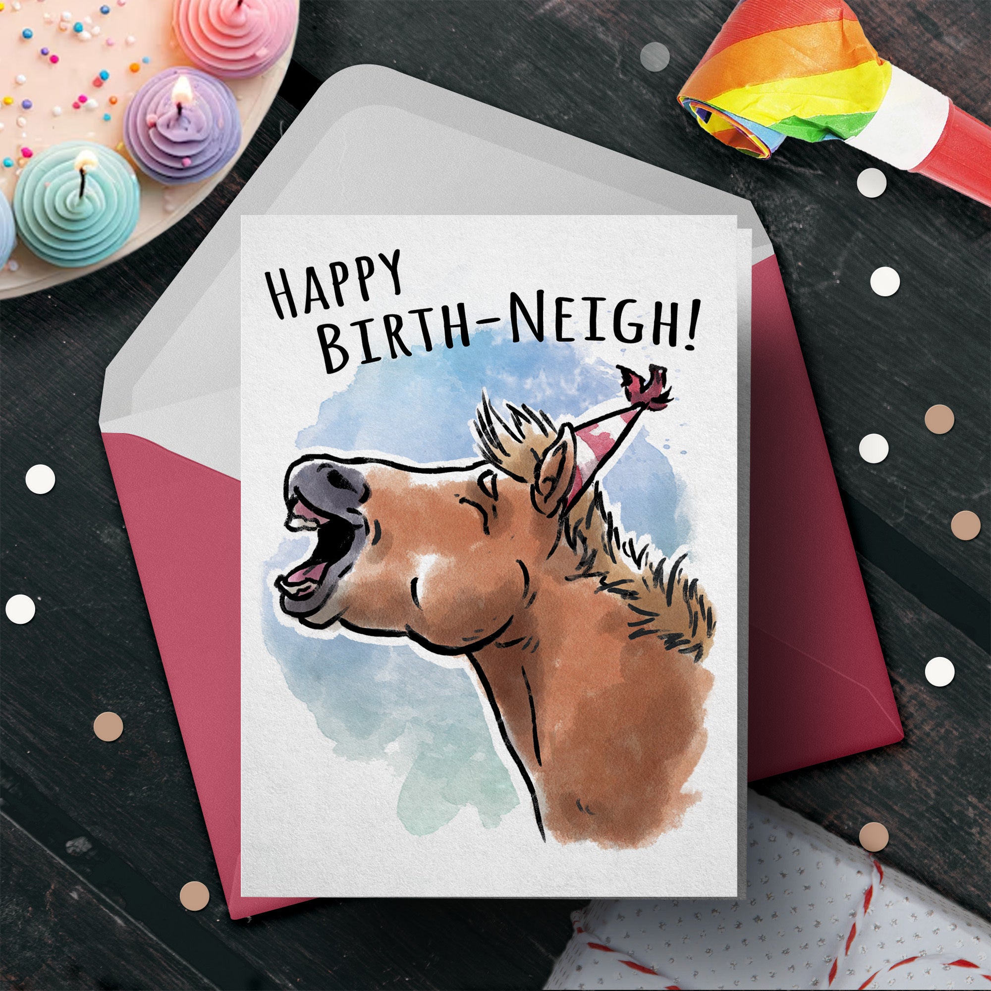 "Happy Birth-neigh" - Funny Horse Pun Birthday Card | Aaron Millard ...